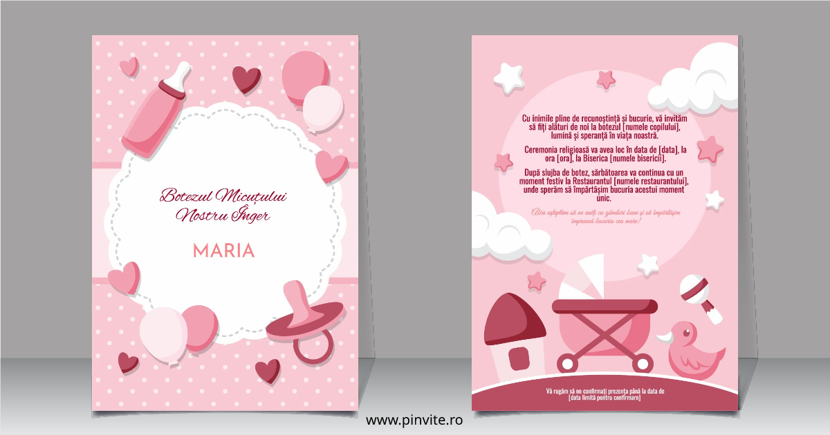 Creează Invitatia Digitală 'Nor Roz de Bucurie' | Pinvite