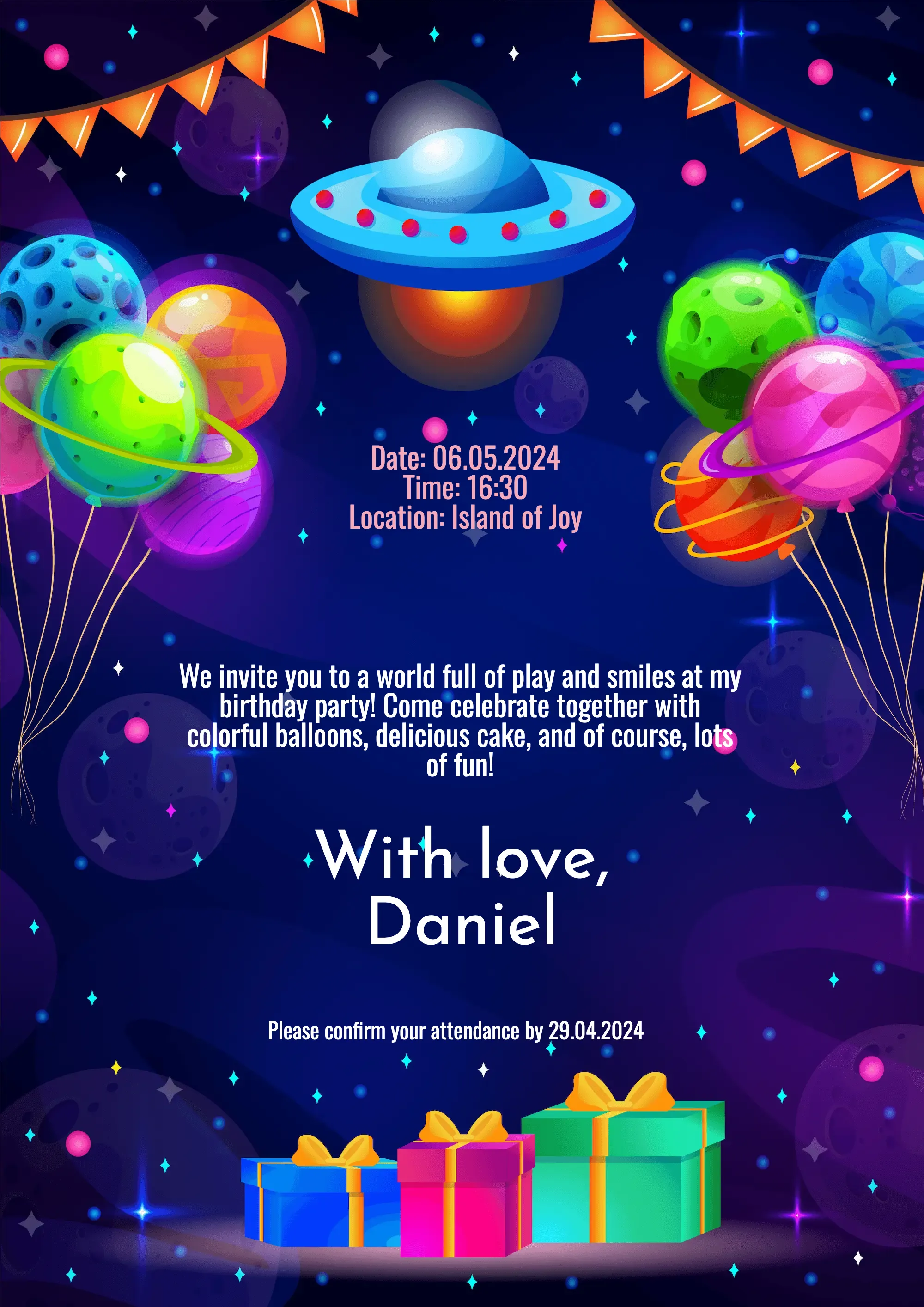 Cosmic Blast Invitation for Birthday Party | Pinvite